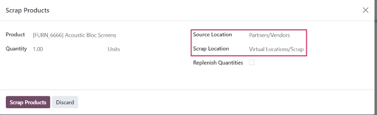 Scrap inventory — Odoo 18.0 documentation